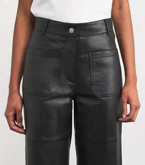 Victoria Beckham Alina Leather Wide-leg Trousers