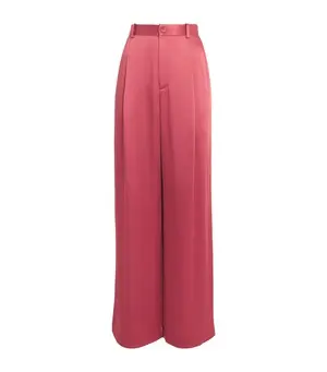 Lapointe Satin Pleated Wide-leg Trousers