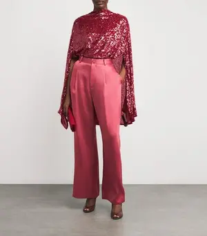 Lapointe Satin Pleated Wide-leg Trousers