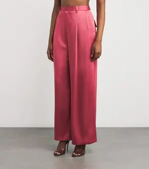 Lapointe Satin Pleated Wide-leg Trousers