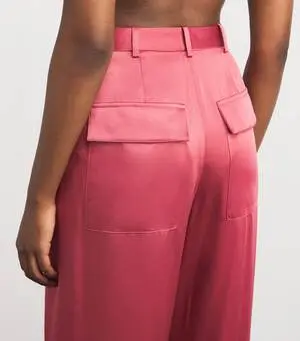 Lapointe Satin Pleated Wide-leg Trousers