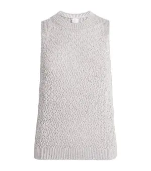 Eleventy Linen-blend Sequin-embellished Sweater Vest