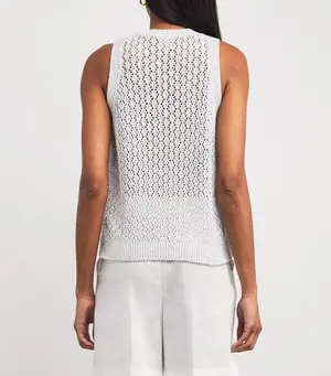 Eleventy Linen-blend Sequin-embellished Sweater Vest