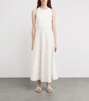 Eleventy X Harrods Linen Floral Embroidered Midi Dress