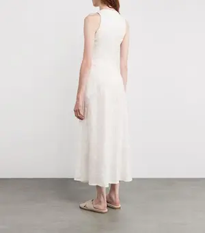 Eleventy X Harrods Linen Floral Embroidered Midi Dress