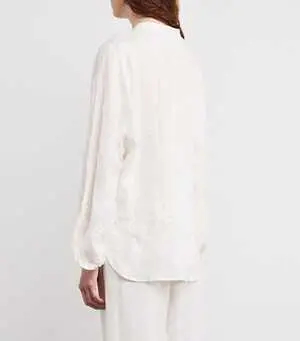 Eleventy Floral Embroidered Linen Blouse