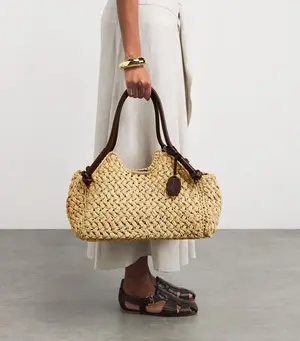 Eleventy Raffia Satchel Shoulder Bag