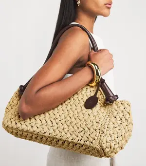 Eleventy Raffia Satchel Shoulder Bag