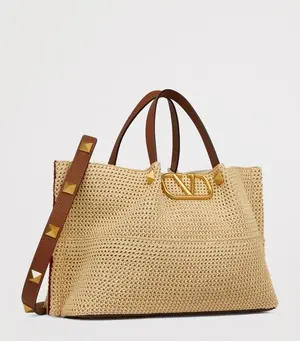 Valentino Garavani Vlogo Signature Medium Tote Bag - Beige
