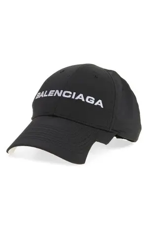 Balenciaga Logo Embroidered Baseball Cap - 1090 Black/ White