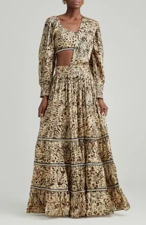 HOLICHIC Kiara Metallic Leopard Print Lehenga Set