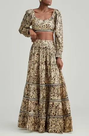 HOLICHIC Kiara Metallic Leopard Print Lehenga Set