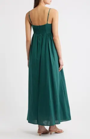 PETAL & PUP Odessa Cotton Maxi Sundress - Forest Green