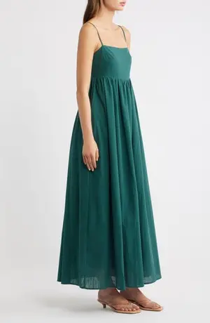 PETAL & PUP Odessa Cotton Maxi Sundress - Forest Green