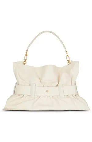 Balmain Anthem Leather Tote - Cream