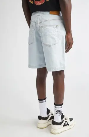 Amiri 3d Logo Drawstring Denim Shorts