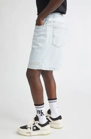 Amiri 3d Logo Drawstring Denim Shorts