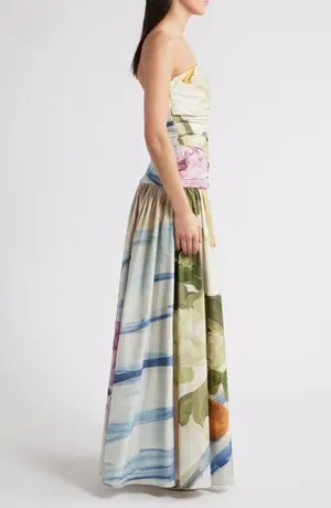 Acler Nershall Print Strapless Gown