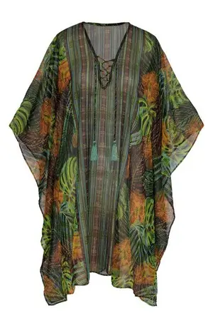 Miraclesuit Sunset Islet Metallic Chiffon Cover-up Caftan