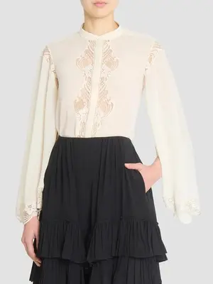 Chloé Lace-trimmed Silk Blouse