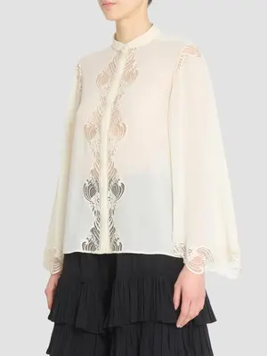 Chloé Lace-trimmed Silk Blouse