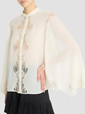 Chloé Lace-trimmed Silk Blouse
