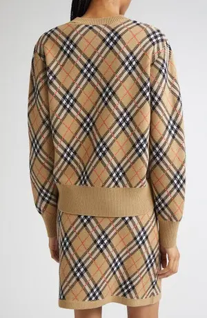 Burberry Check Wool Blend Sweater - Sand Ip Check