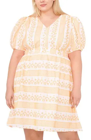 CECE DUPRAZ Puff Sleeve Tie Waist Dress