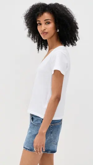 LESET Laura V-neck Tee - White