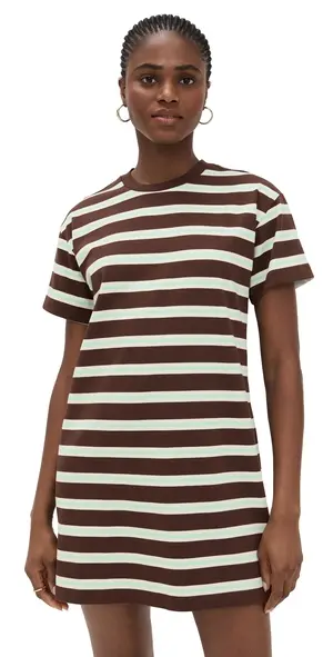 LE BOP Striped Mini Dress - Chocolate/ivory/mint
