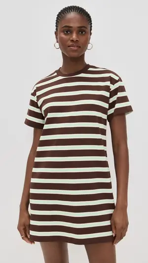 LE BOP Striped Mini Dress - Chocolate/ivory/mint