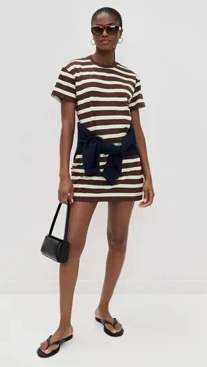 LE BOP Striped Mini Dress - Chocolate/ivory/mint