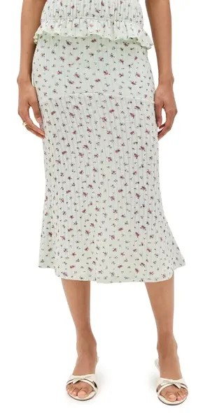 BAILEY ROSE Floral Print Ribbed Knit Skirt