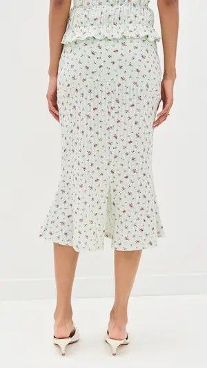 BAILEY ROSE Floral Print Ribbed Knit Skirt