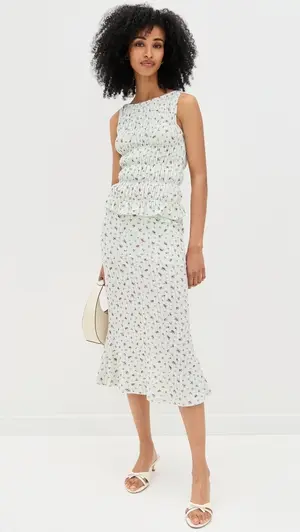 BAILEY ROSE Floral Print Ribbed Knit Skirt