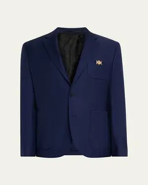 Versace Wool Single-breasted Blazer - Dkblue