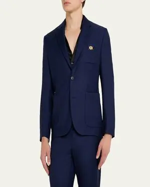 Versace Wool Single-breasted Blazer - Dkblue