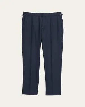 TOM FORD Wool Sharkskin Flat-front Pants