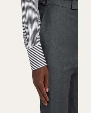 TOM FORD Wool Sharkskin Flat-front Pants