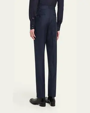 TOM FORD Wool Sharkskin Flat-front Pants