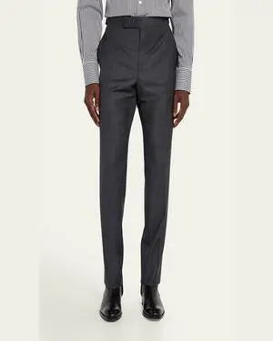 TOM FORD Wool Sharkskin Flat-front Pants