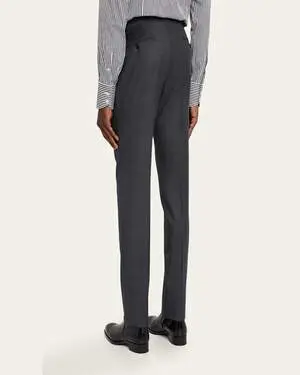 TOM FORD Wool Sharkskin Flat-front Pants