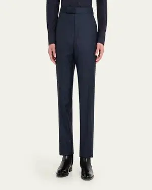 TOM FORD Wool Sharkskin Flat-front Pants