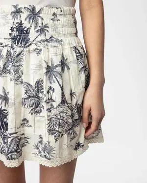 Zadig&Voltaire Jocky Tropical Island Mini Skirt - Ecru