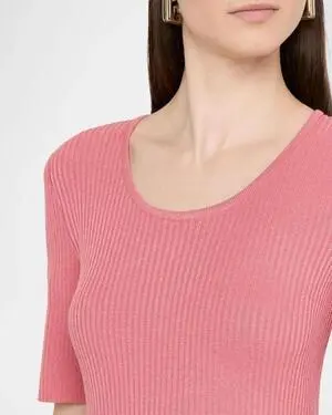 Misook A-line Ribbed Knit Midi Dress