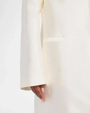 TOTEME Silk Collarless Coat - Open White