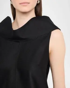 Brandon Maxwell Bowie Sleeveless Draped Top - Black