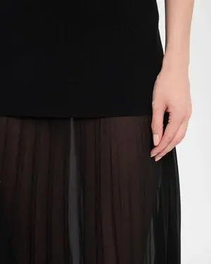 ET OCHS Veta Mixed Media Halter Maxi Dress - Black