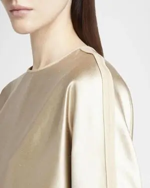 Giorgio Armani Tonal Piping Silk Blouse - Gold