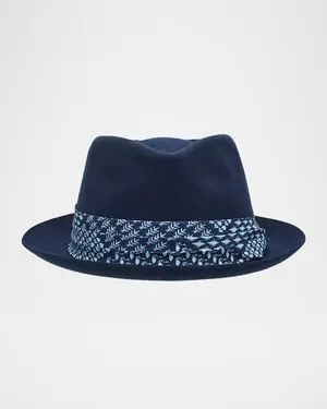 Paul Smith Paul Smith Wool Panama Hat With Bandana Trim - Navy